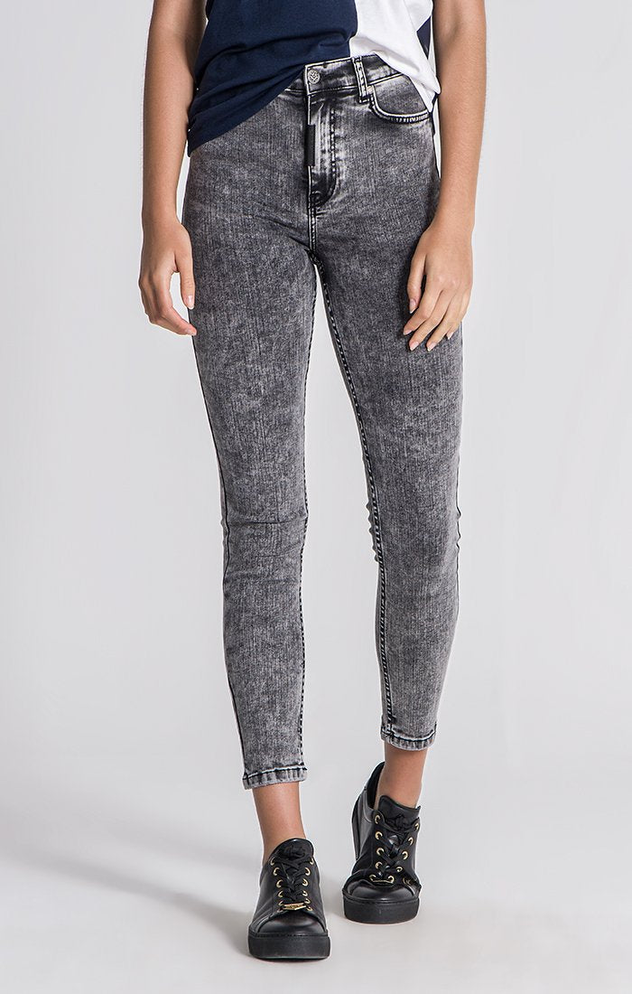 Grey Acid Wash Jeans Women